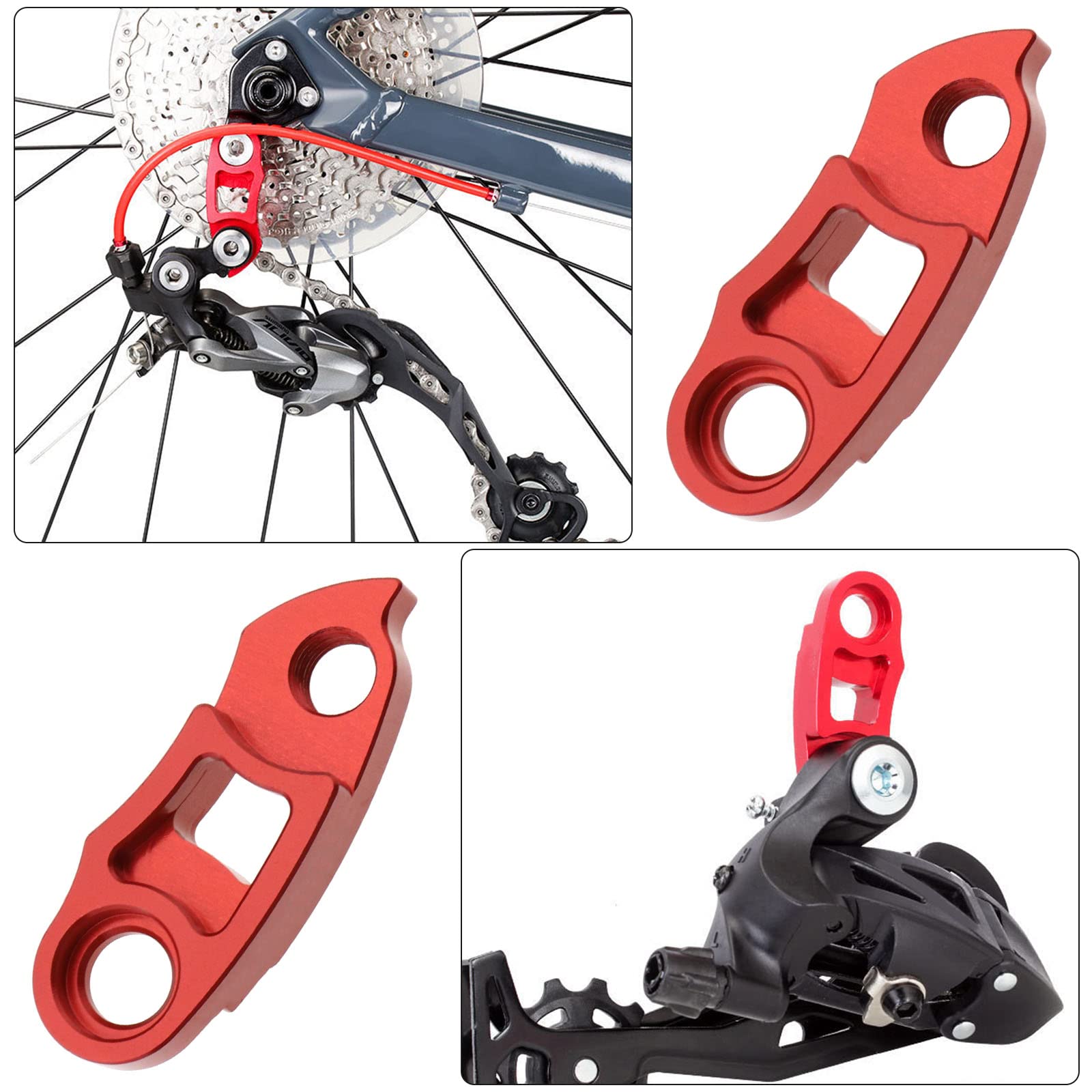 SING F LTD MTB Bike Rear Derailleur Link Hanger Extender Frame Tail Hook Adapter Tool Red Aluminum Alloy Compatible with Flywheel Mountain 40T/42T/46T/50T/56T