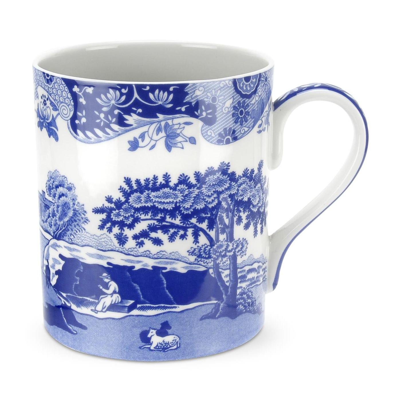 Spode Blue Italian Coffee Mug | 16-Ounce | Large Handle | Use for Coffee, Tea, Latte, and Hot Chocolate | Made of Fine Porcelain | Dishwasher and Microwave Safe