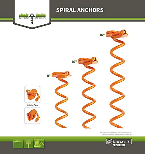 Liberty Outdoor ANCFR16-ORG-A Folding Ring Spiral Ground Anchor, Orange, 16-Inch