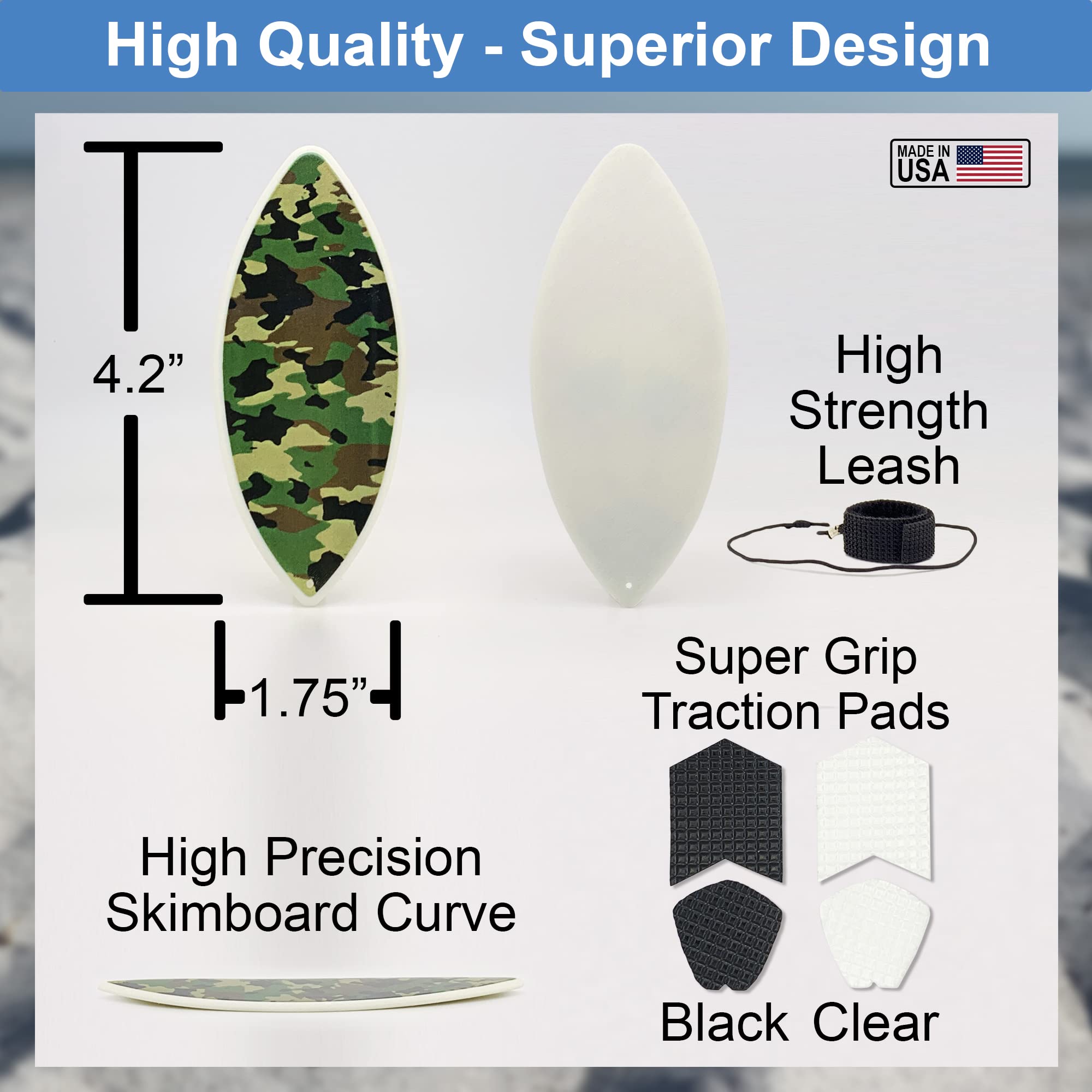 Shaka Minis Finger Skimboard | Finger Surfboard - Skim and Surf The Wind, Waves and Almost Anywhere (Camo)