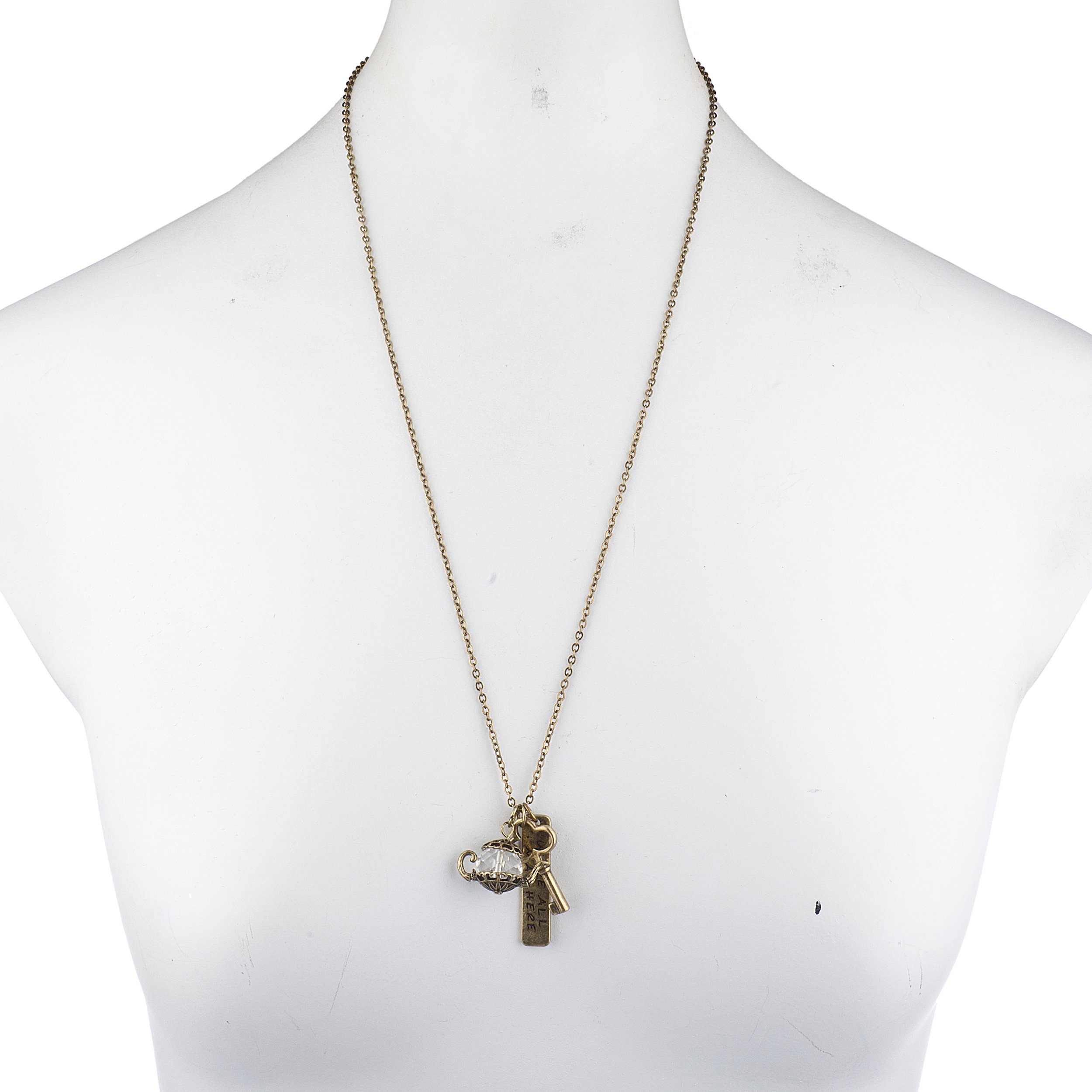 LUX ACCESSORIES Burnish GoldTone Were All Mad Here Mad Hatter Pendant Necklace