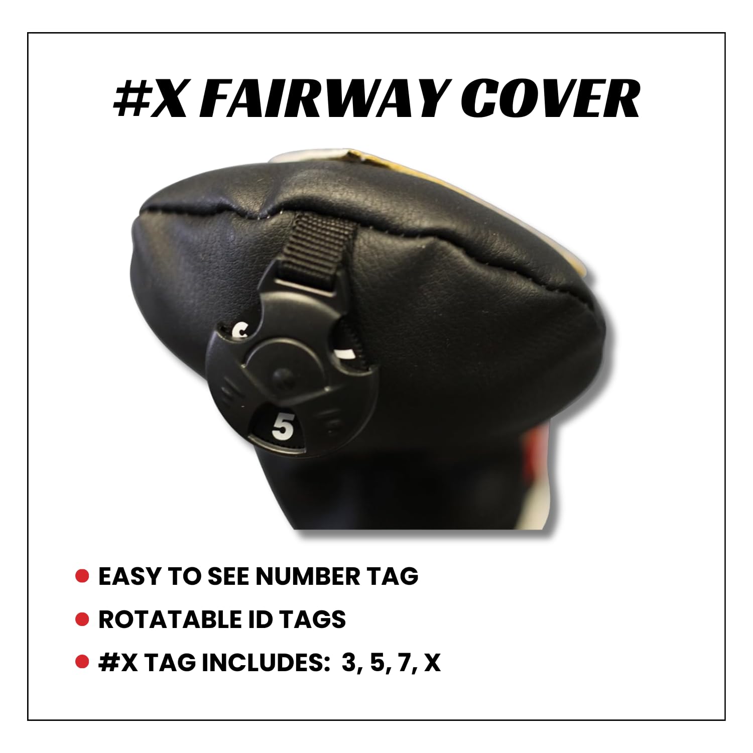Majek Retro Golf Headcovers White Red and Black Vintage Leather Style 1 3 X Driver Fairway Woods Head Cover Classic Look