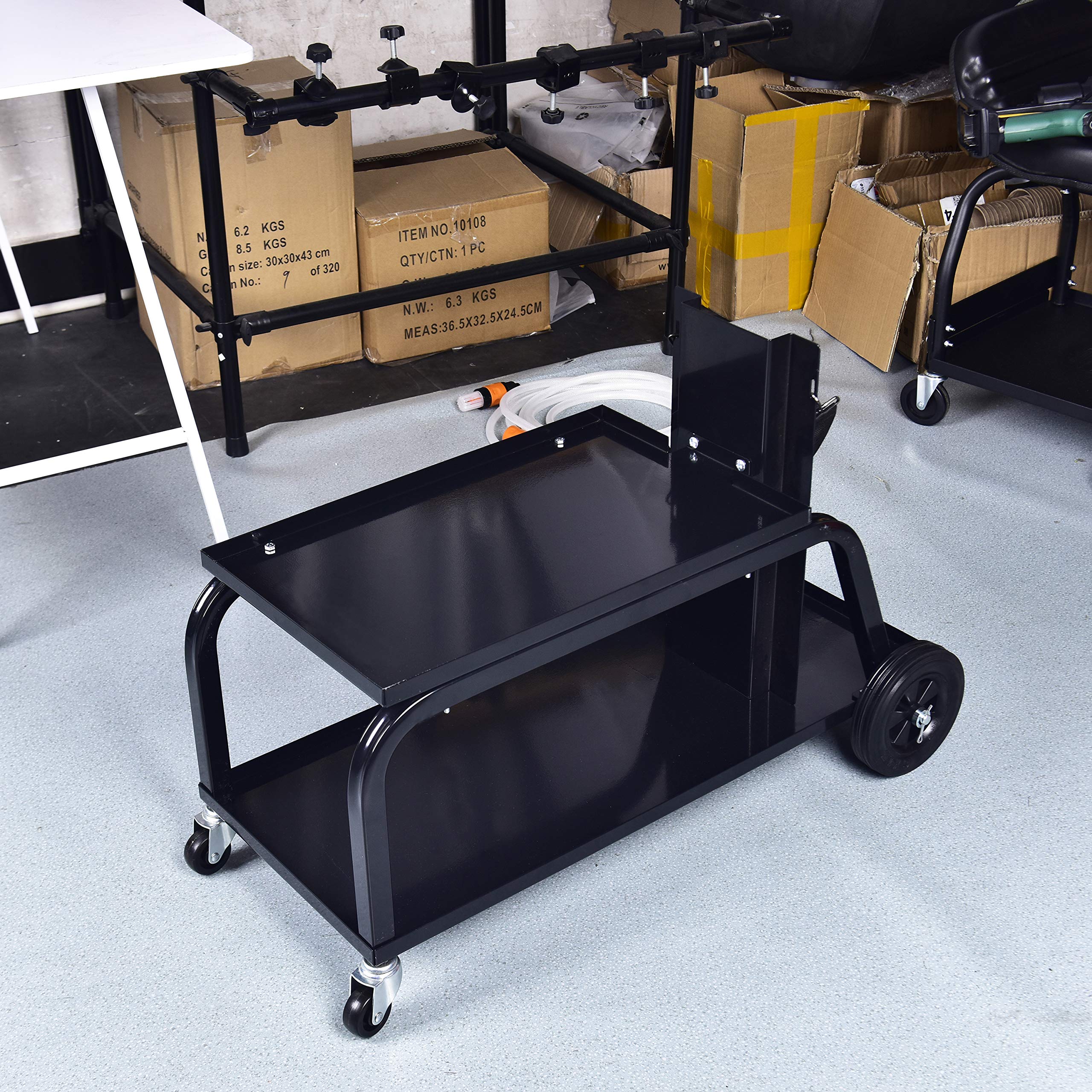 Universal MIG Welding Cart, Rolling Welding Cart with Wheels for TIG MIG Welder, 110Lbs Capacity,Black