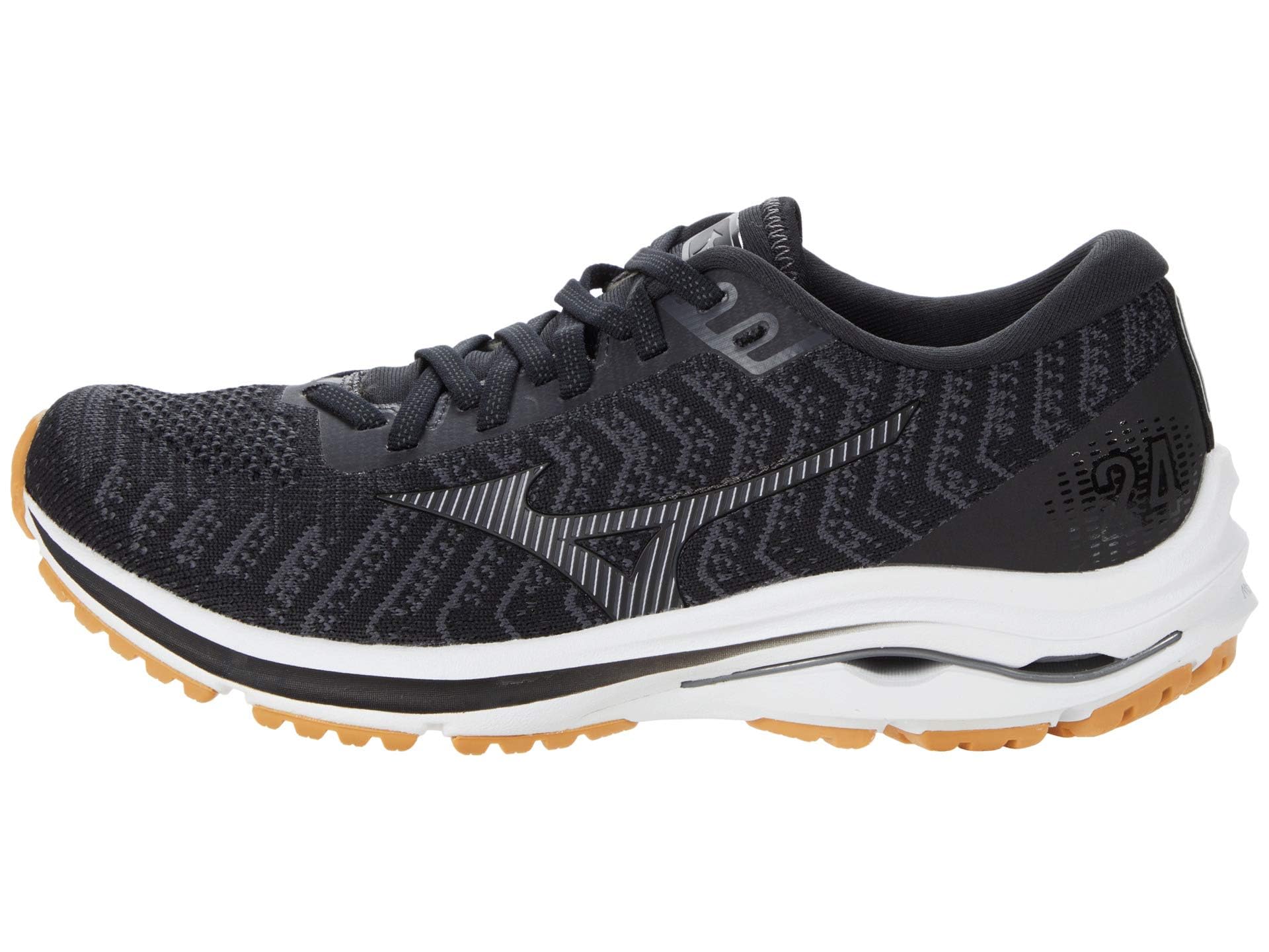 Mizuno Women's Wave Rider 24 WAVEKNIT Running Shoe, black-dark shadow, 8 US