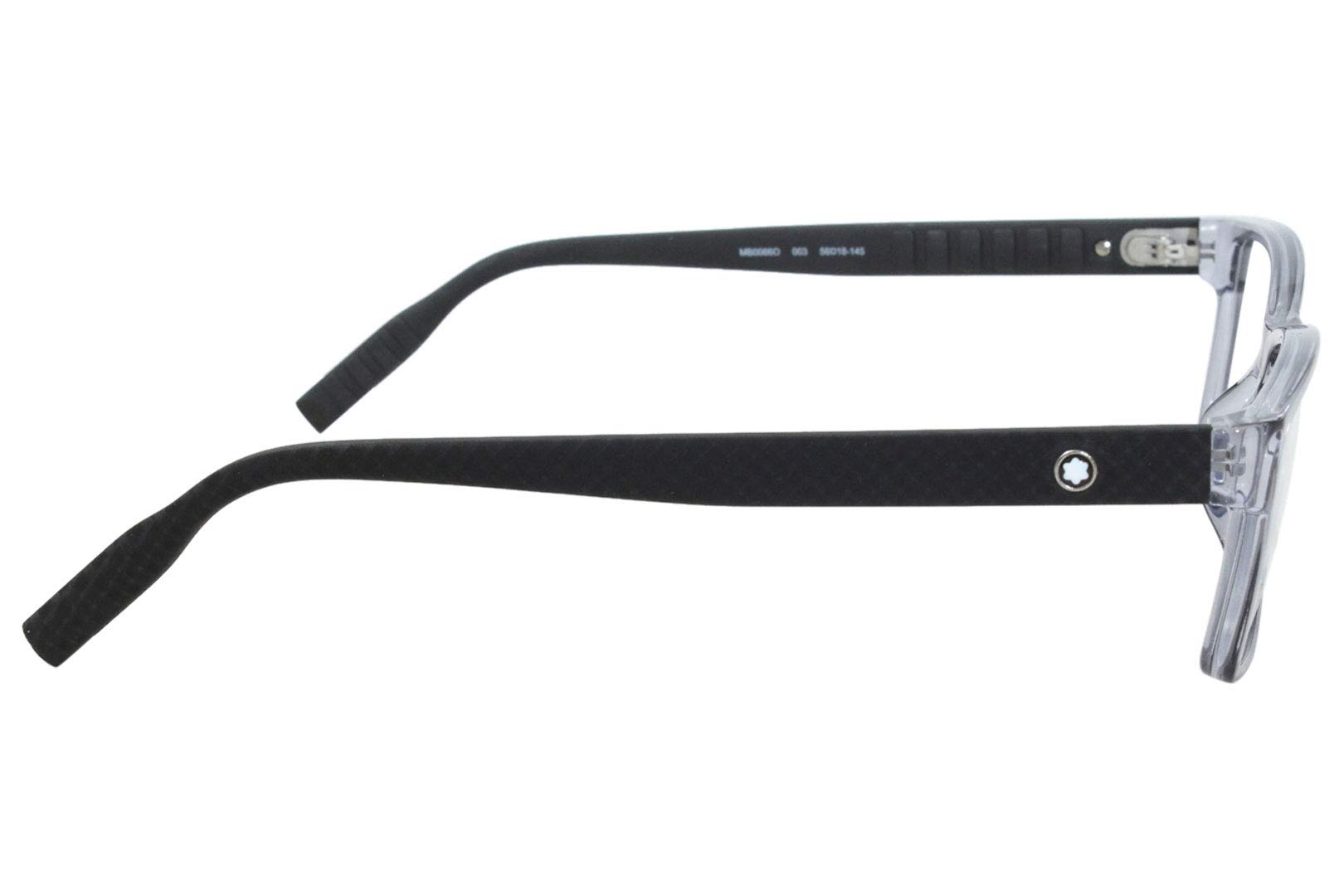Montblanc Rectangular Eyeglasses MB0066O 003 Transparent Gray/Matte Black 56mm 0066