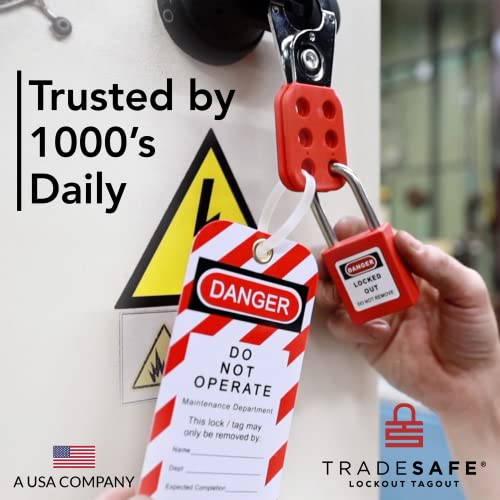 TRADESAFE Lockout Tagout Locks Set - 10 Red Loto Locks, Lockout Locks Keyed Different, 1 Key Per Lock, OSHA Compliant Lock Out Tag Out Padlocks, Safety Padlocks for Electrical Lockout Tag Out Kits