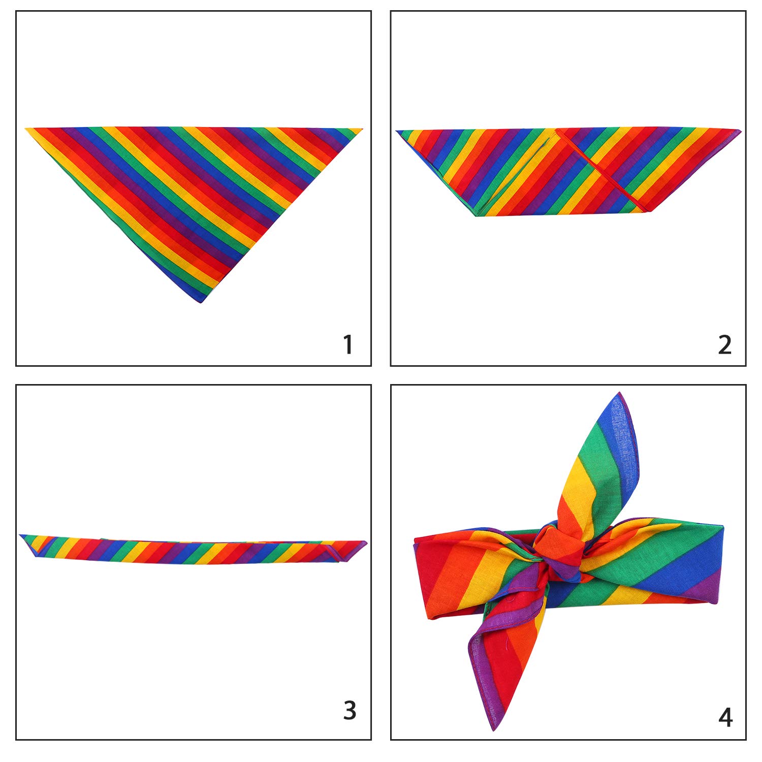 URATOT 6 Pack Gay Pride Headband Pride Rainbow Bandanas Cotton Stripes Rainbow Handkerchiefs, Support LGBT Causes