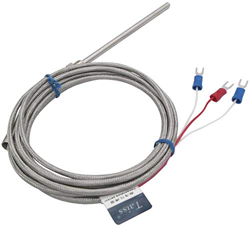 TWTADE Stainless Steel PT100 RTD Thermistor Temperature Sensor Probe,100mm / 4" Long Probe Thermocouple, Probe Diameter :5mm / 0.2" (Temperature Rang: -50~420°C) 5mm x 100mm x 2M MT-225A-100mm