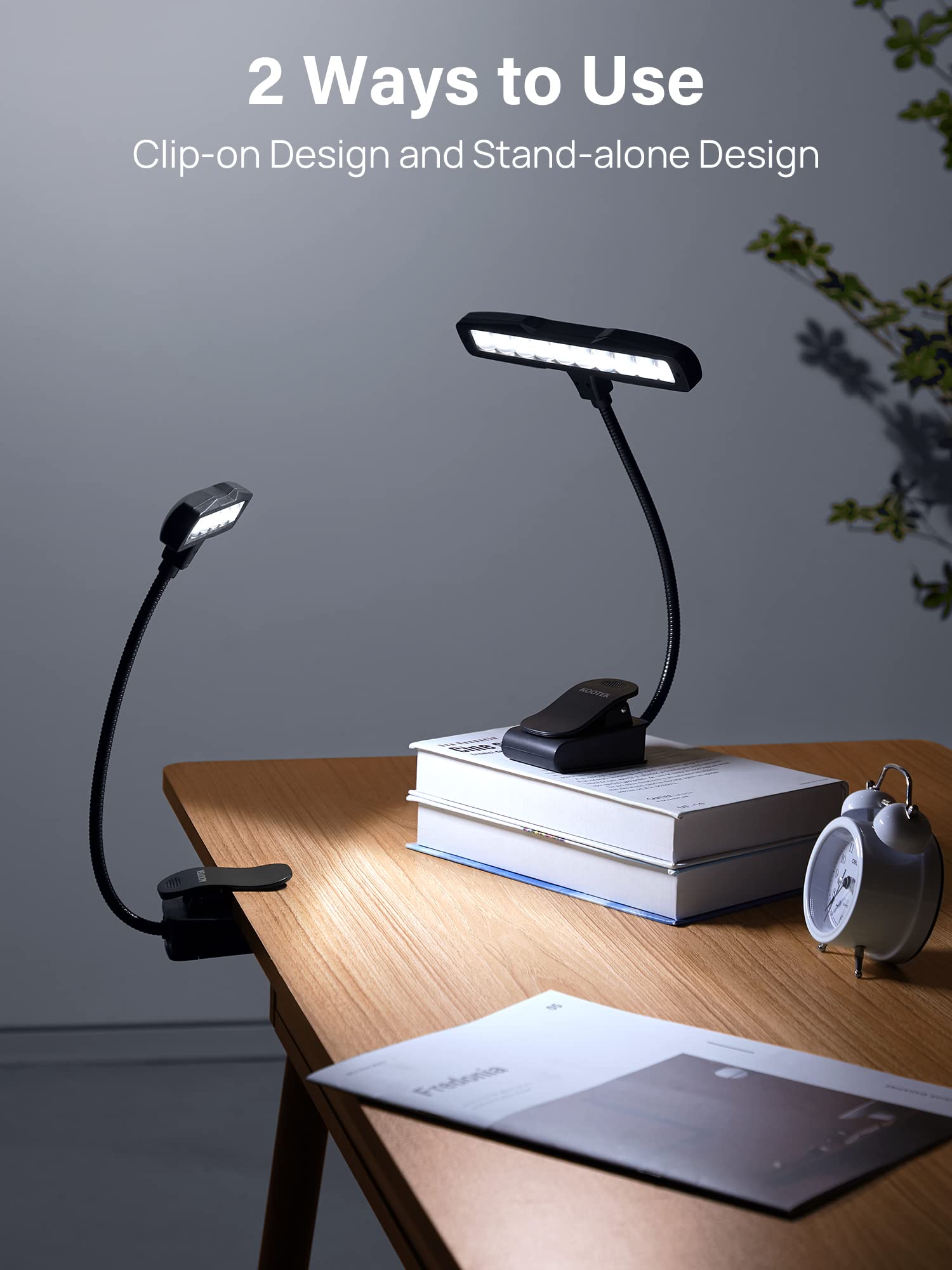 Kootek Music Stand Light, Eye Caring Clip-on Piano Light, 360° Flexible Neck Adjustable Brightness USB Rechargeable Light Lamp for Piano, Sheet Music, Book Reading