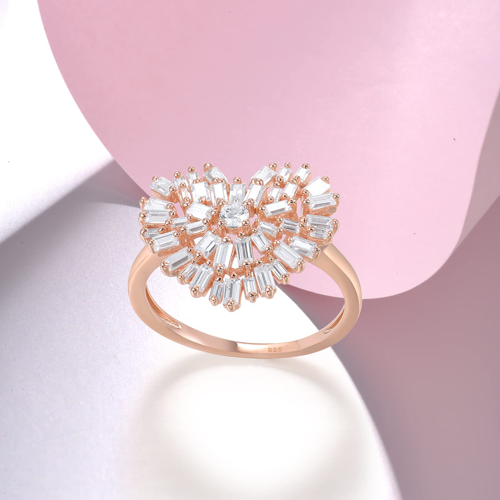 Santuzza 925 Sterling Silver Heart Ring 14K Rose Gold Plated Cubic Zirconia Ring for Women (8)