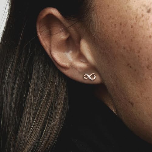 PANDORA Sparkling Infinity Stud Earrings - Great Gift for Her - Stunning Women's Earrings - 14k Rose Gold & Cubic Zirconia, No Gift Box