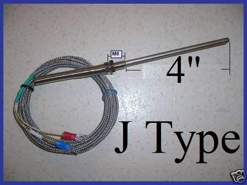 Type J Thermocouple 4" Sensor Temperature Controller Control Probe 752F with Spring