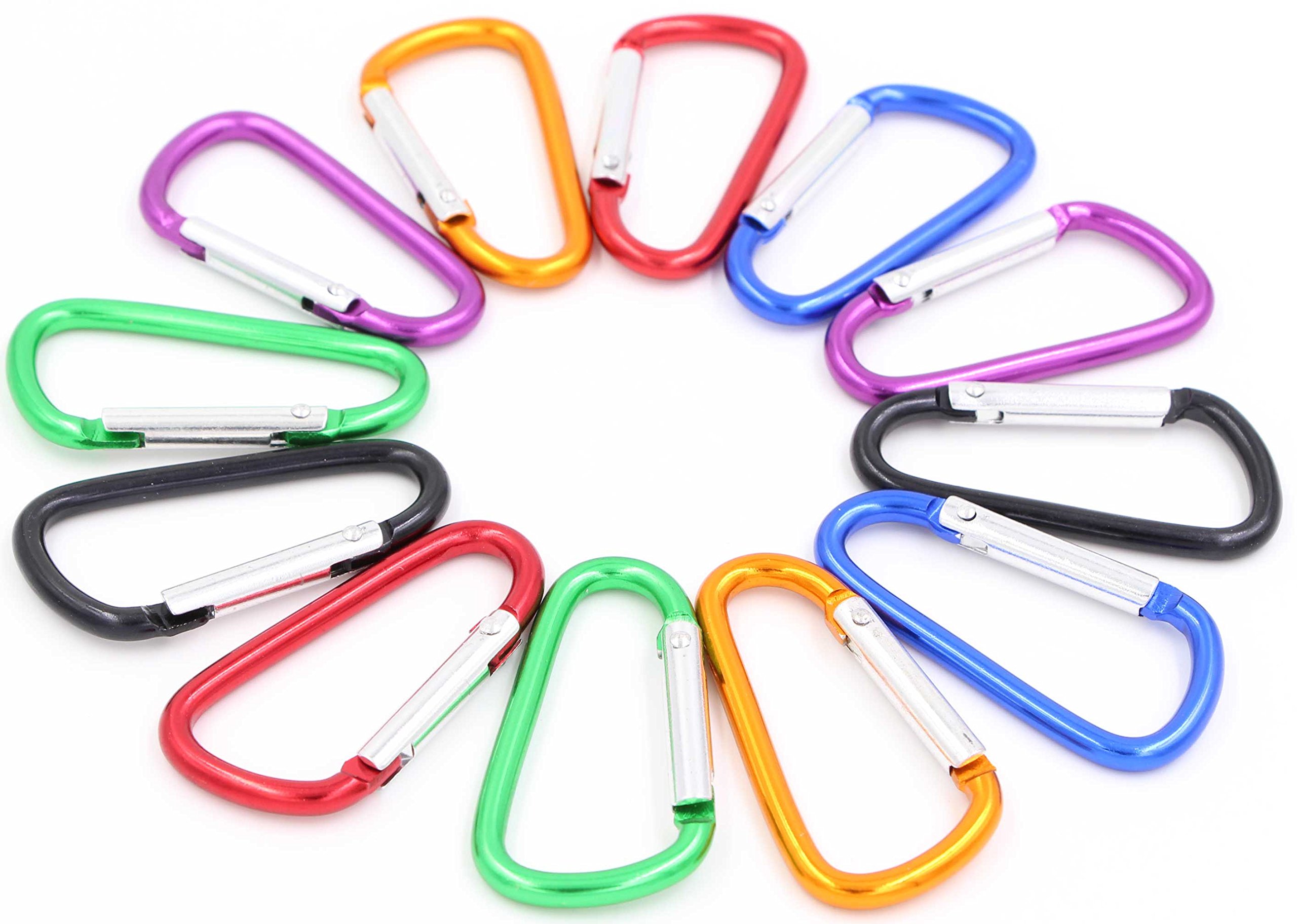 LeBeila 2"/5.6cm Carabeaner D Clip, Small Assorted Camping Aluminum Carabiner Keychain