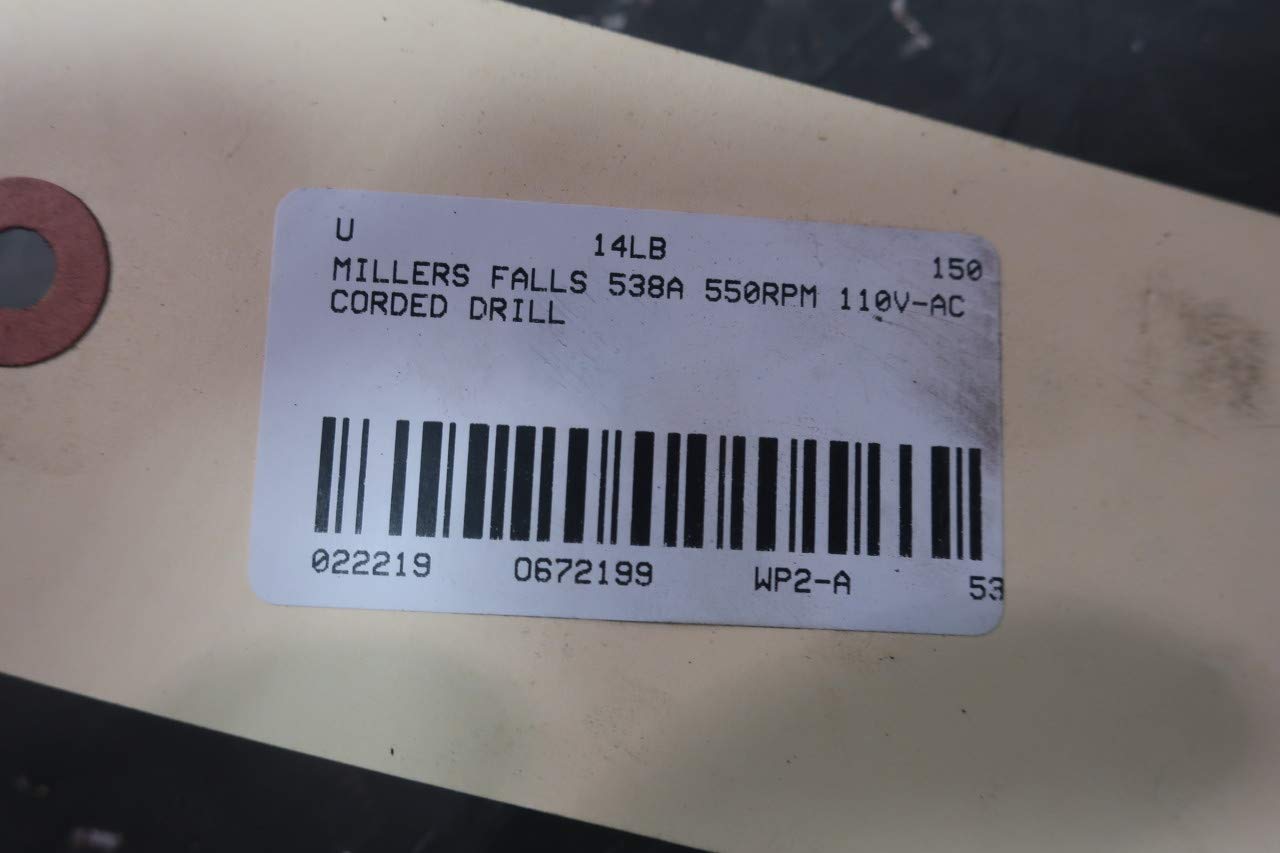 MILLERS FALLS 538A Corded Drill 550RPM 110V-AC
