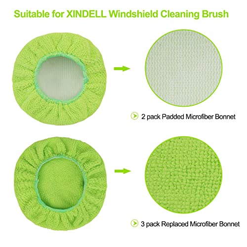 X XINDELL Windshield Glass Cleaning Tools, Microfiber Cloth Car Cleaning Tool with Extendable Handle with Washable Reusable Cloth Pad(7 Pack)