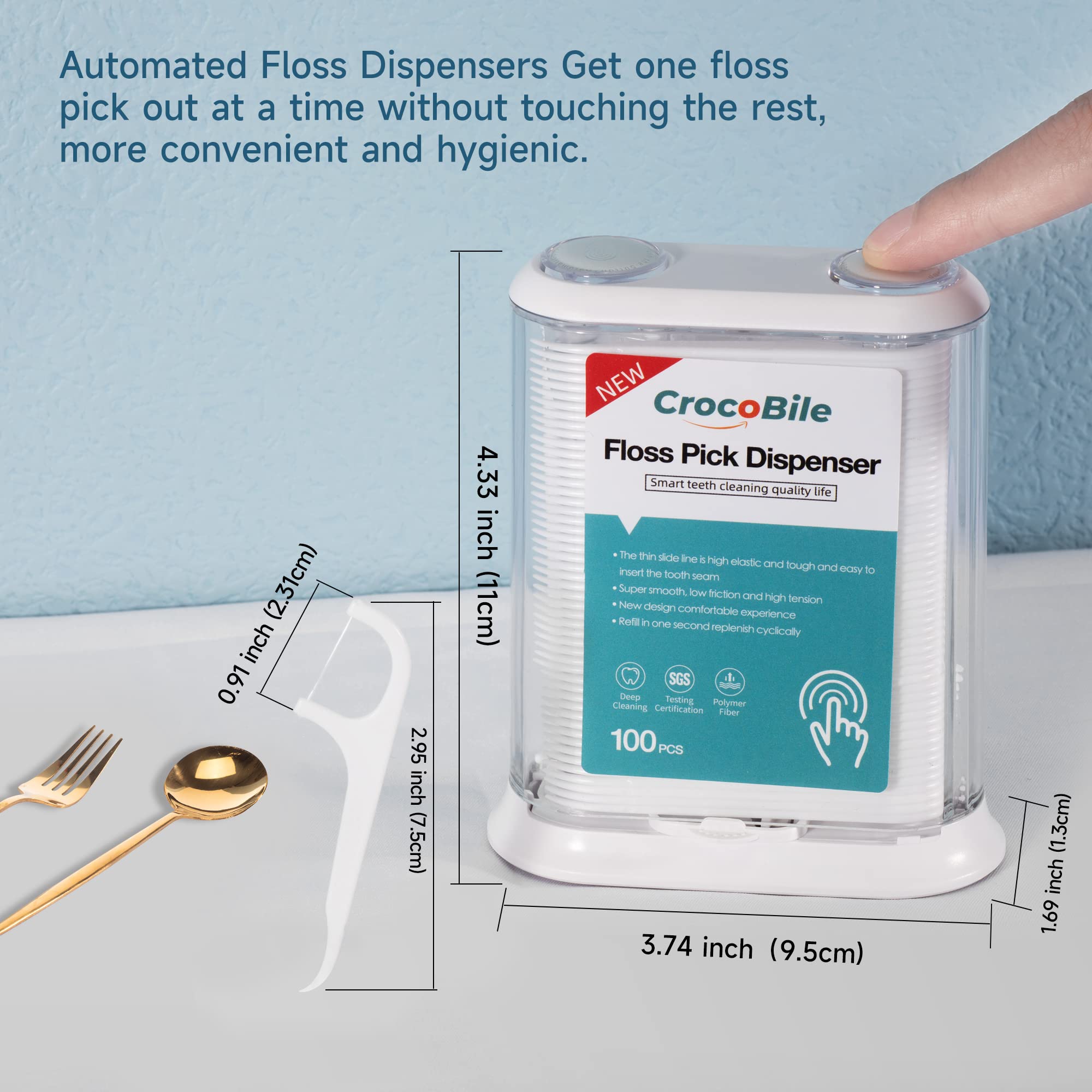 The New Floss Stick Refill Box - with [200 Count] Flossers, CrocoBile Advanced Clean Floss Picks, Strong Elasticity Dental Floss No Break & No Shred Floss, Designed to Refill Floss Pick Dispenser.