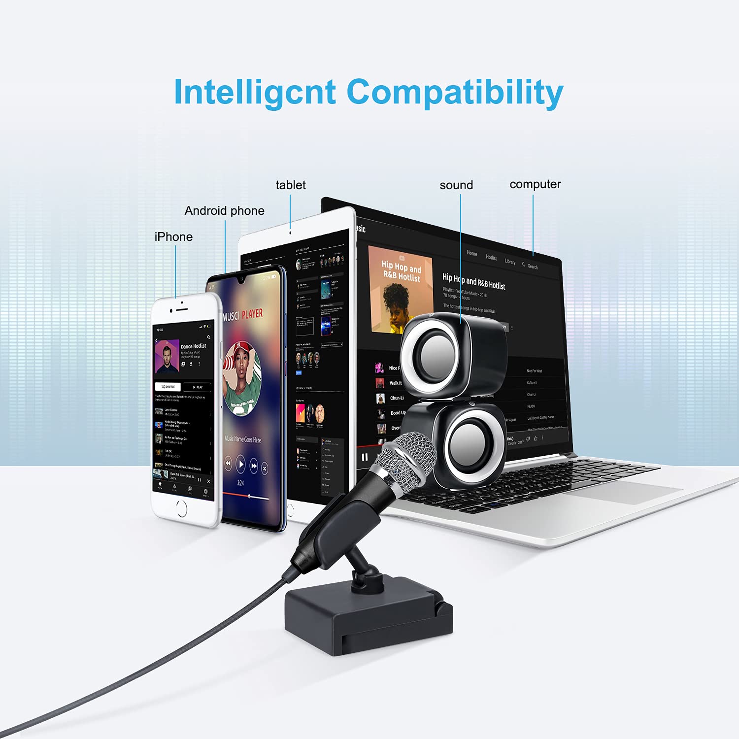 Uniwit Mini Portable Vocal/Instrument Microphone for Mobile Phone Laptop Notebook Apple iPhone Sumsung Android with Holder Clip (Black)