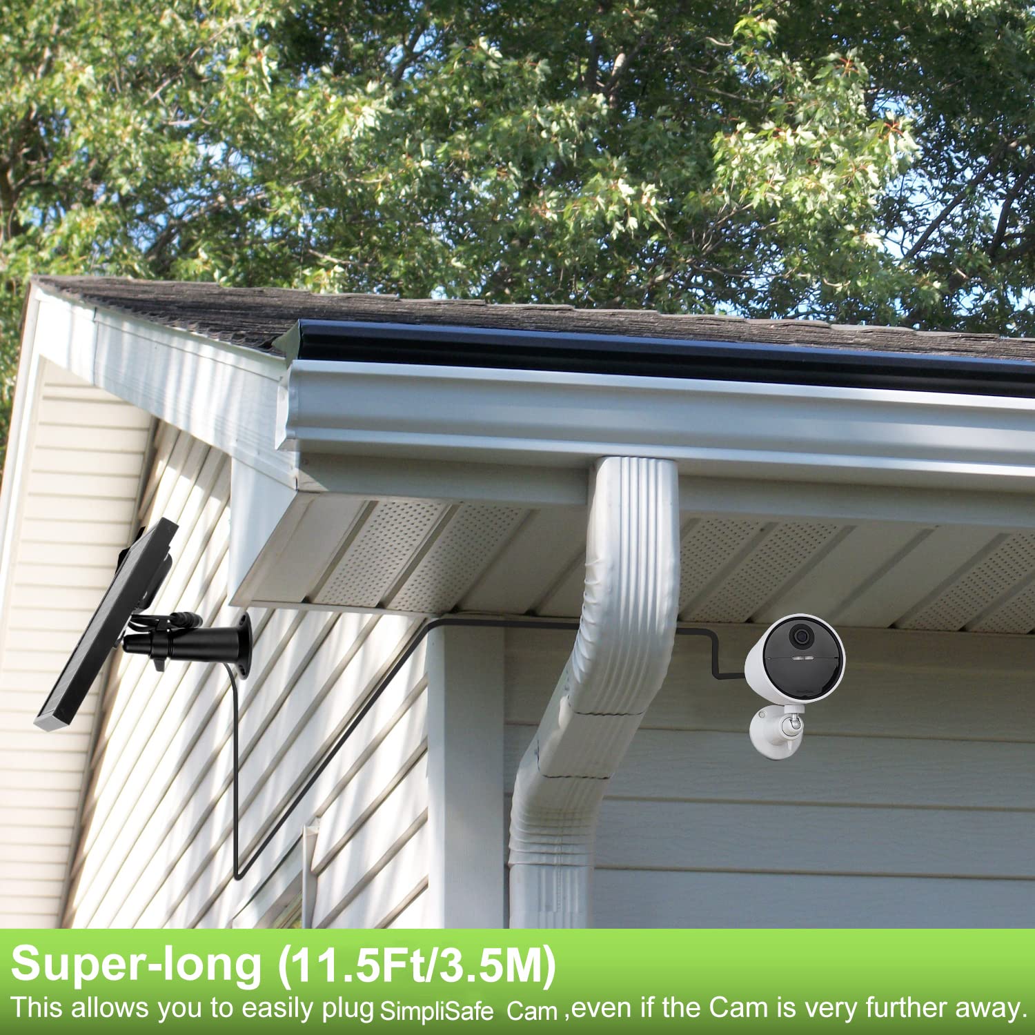 UYODM Solar Panel Compatible with SimpliSafe Wireless Outdoor Security Camera,Power Your SimpliSafe Outdoor Camera continuously, AL Alloy Frame Durable and Sturdy - Black
