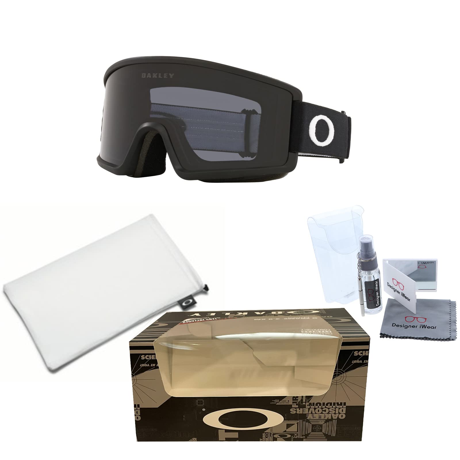 Oakley Target Line M OO7121 Matte Black/Dark Grey Ski Goggles For Men For Women + BUNDLE with Designer iWear Eyewear Kit