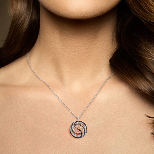 Santuzza 925 Sterling Silver Spin Pattern Pendant Nano Brown Spinel Cubic Zirconia Circle Pendant for Women