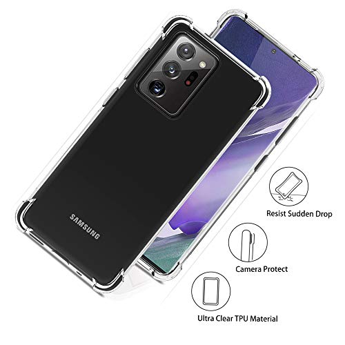Migeec Compatible with Samsung Galaxy Note 20 Ultra Case - Clear Soft TPU Bumper [Shock-Absorbing] Full Protection Phone Case for Samsung Galaxy Note 20 Ultra, Crystal Clear