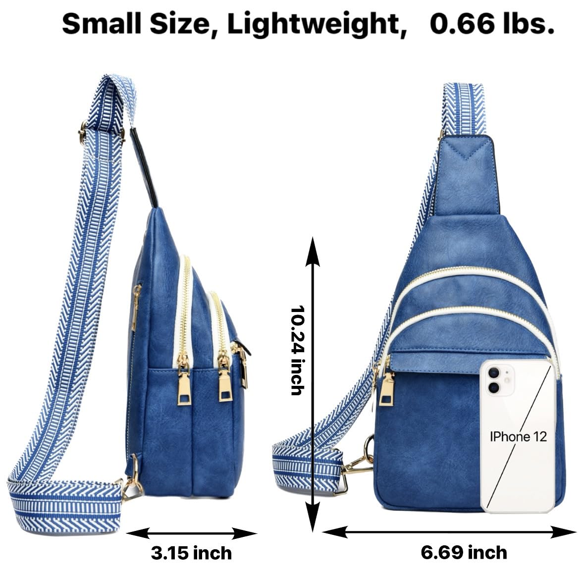 Marika Style Small Sling Bag for Women Leather Crossbody Bag for Travel (blue)