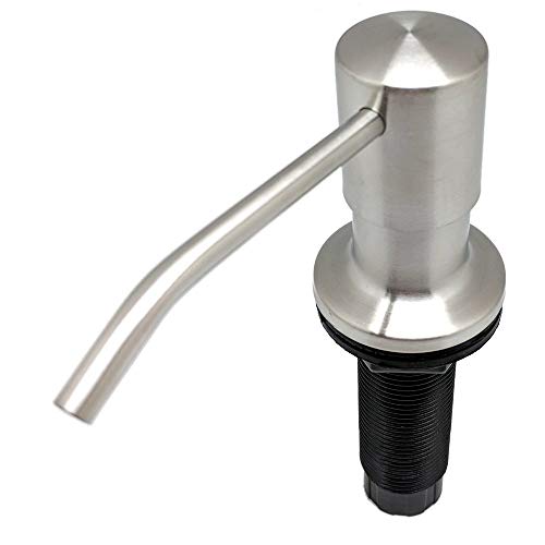 Ultimate Kitchen Built-in Soap Dispenser for Kitchen or Bathroom: Durable Stainless Steel; Fills from top, Large 17oz. Bottle; Long 3 inch Nozzle; Check Valve maintains Prime. Satin Finish