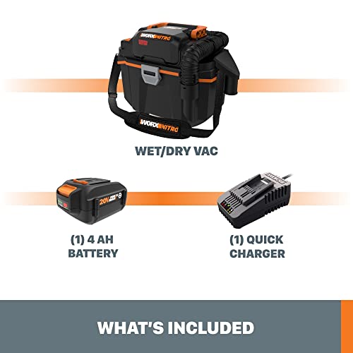 WORX Nitro WX031L 20V 2.1 Gal Cordless Wet/Dry Vacuum, Black