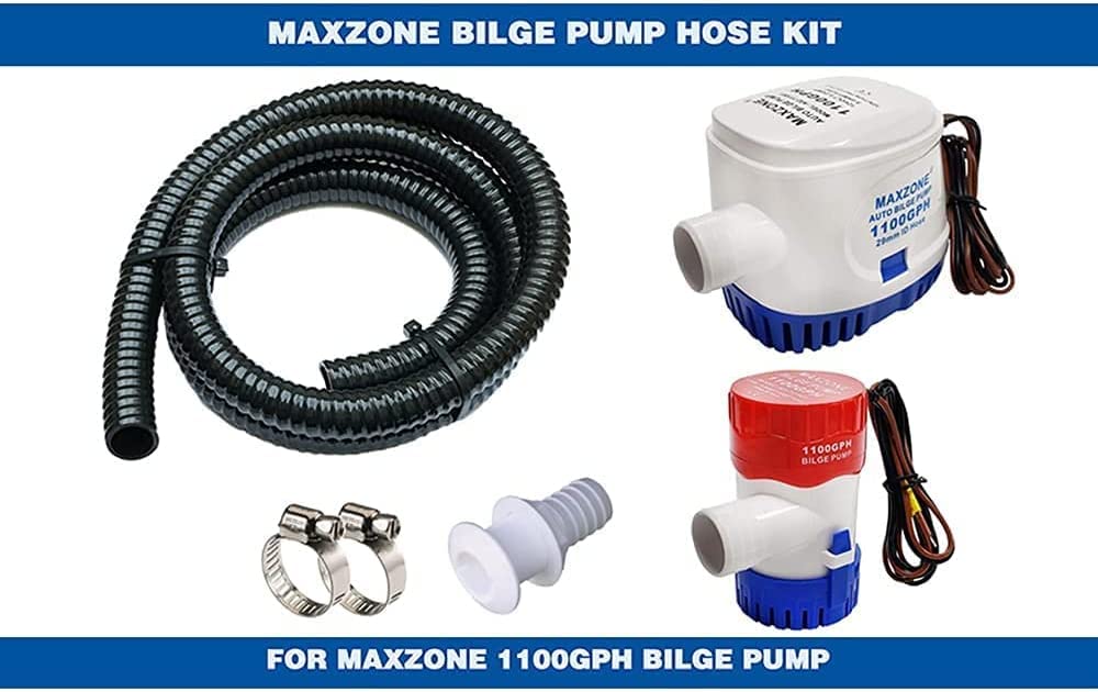 Submersible Boat Bilge Water Pump 12v Non-Automatic Marine Electric Bilge Pump And Bilge Pump Installation Kit Bilge Pump Hose 1-1/8-Inch Dia Plumbing Kit