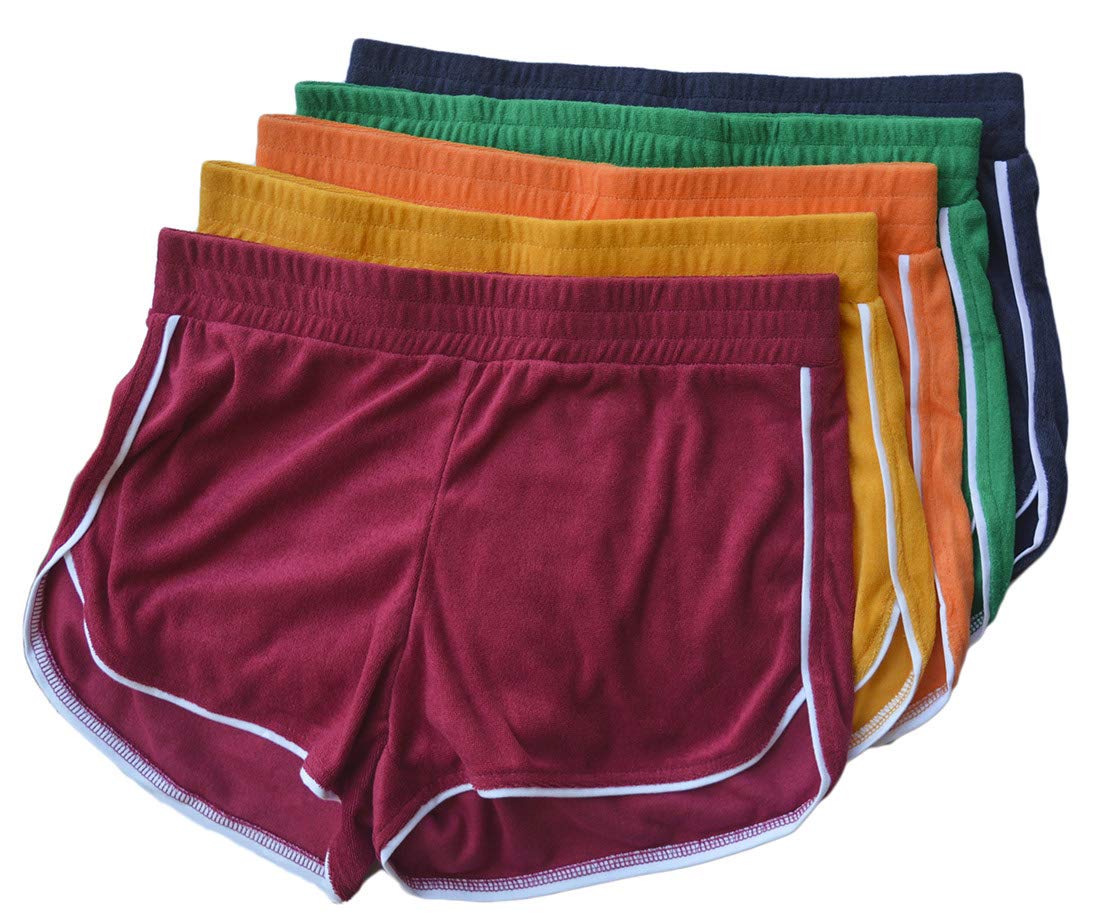 Ms SYJ Women's Terry Shorts Casual Lounge Short Pants Running Workout Hot Pants(Orange New,6-8)
