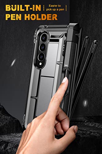 ZtotopCases for Samsung Galaxy Z Fold 4 5G (2022), Full-Body Dual Layer Rugged Case with Built-in Screen Protector & Kickstand & S Pen Slot Drop Protection Shockproof, Black