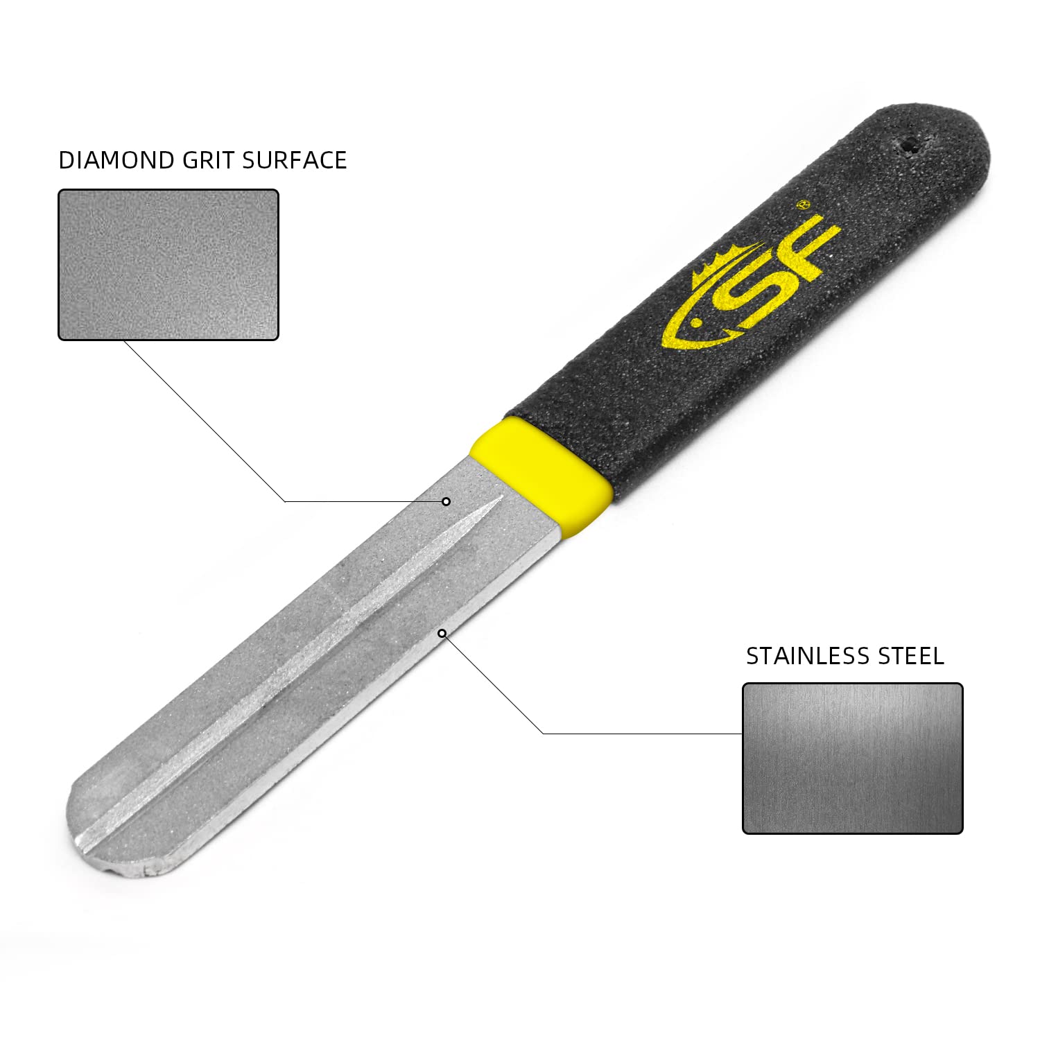 SF Fly Fishing Hook Sharpener Hone Hook File Portable Grinding Tool Double-Sided Diamond Grit with Zinger Retractor