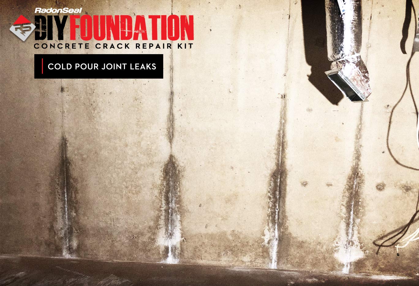 RadonSeal Concrete Foundation Crack Repair Kit (10 ft) - The Homeowner's Solution to Fixing Basement Wall Cracks Like The Pros!