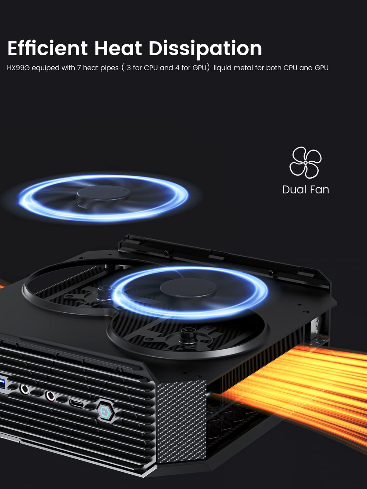 MINISFORUM Neptune Series HX77G Mini PC AMD Ryzen 7 7735HS Desktop Computer, DDR5 32GB RAM+1TB SSD, 2X HDMI & 2X USB4 Quad Outputs, AMD Radeon RX 6600M Discrete Graphics Small PC
