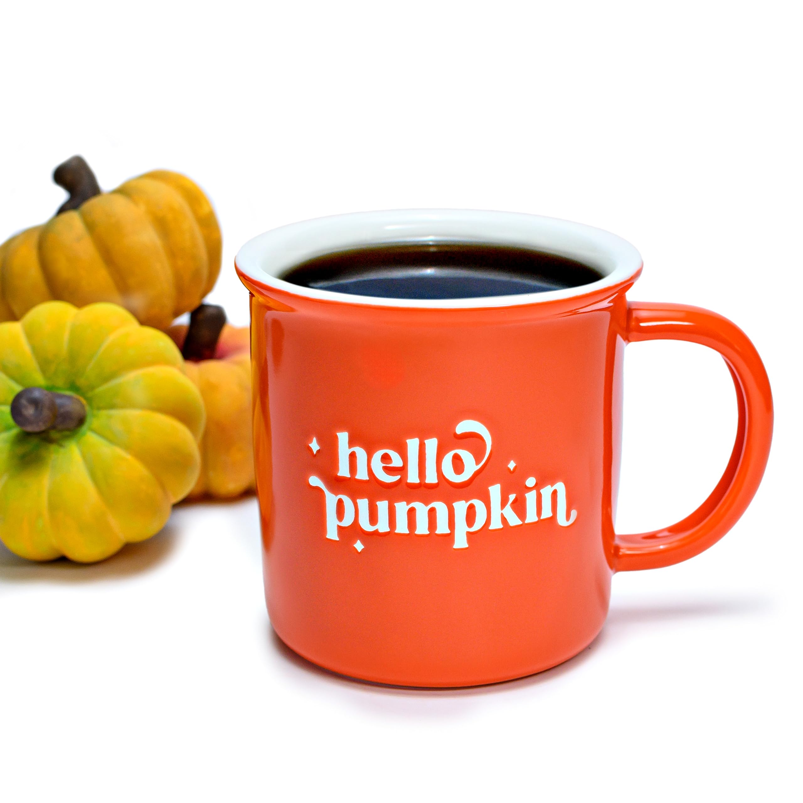 MAINEVENT Hello Pumpkin Fall Mugs 11 Ounce, Hello Pumpkin Coffee Mugs Fall, Hello Pumpkin Fall Coffee Mugs, Hello Pumpkin Holiday Mugs, Orange