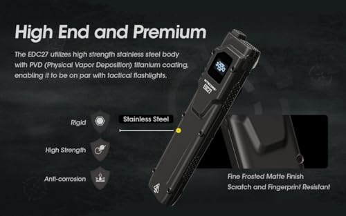 Nitecore EDC27 Every Day Carry Rechargeable Flashlight - 3000 Lumens w/Eco-Sensa USB-C Charging Cable