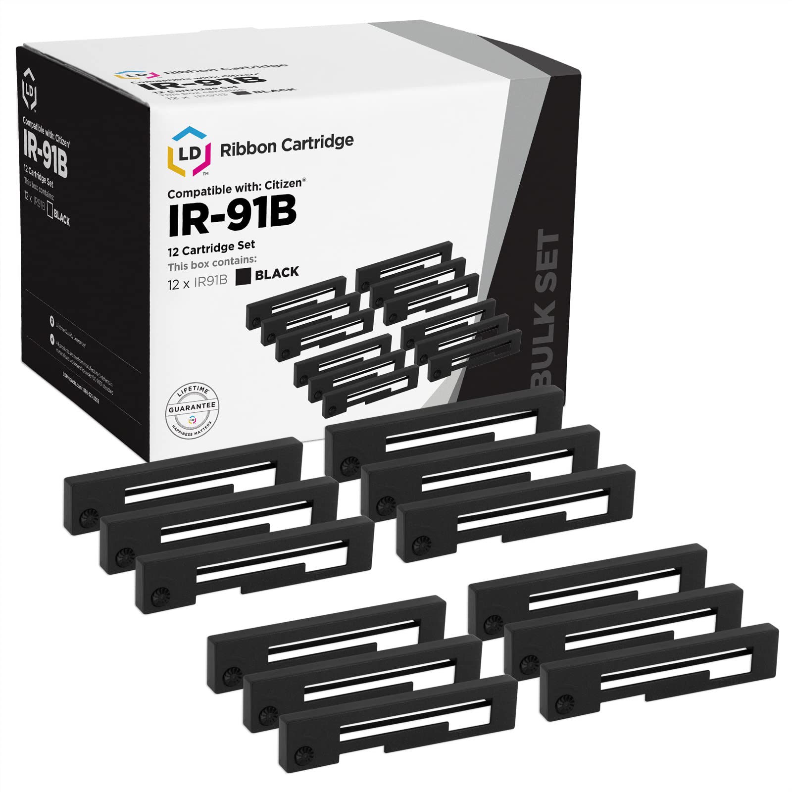 LD Compatible Printer Ribbon Cartridge Replacement for Citizen IR-91B (Black, 12-Pack) Compatible with The following printer models Citizen MD-911 iDP-3110 iDP-3111 MD-910 MD-911