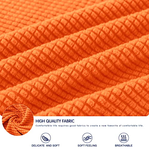 subrtex Stretch Cushion Cover Soft Sofa Seat Slipcover Spandex Chair Couch Cover Suitable for 1-2-3 Seaters Replacement for Furniture Protector(Orange,Medium)