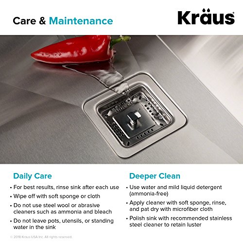 KRAUS Pax 28 1/2-inch 16 Gauge Undermount Single Bowl Stainless Steel Kitchen Sink, KHU29
