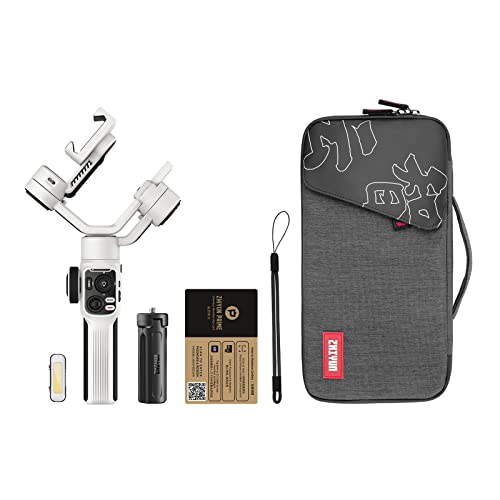 Zhi yun Smooth 5S Combo White 3-Axis Gimbal Stabilizer for Smartphone iPhone,with Magnetic Fill Light,Carrying Bag (Smooth 5 Upgrade)