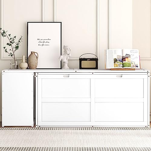 Lifeand Queen Size Murphy Bed with Rotable Desk, White