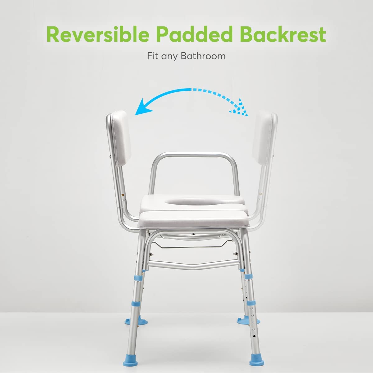 OasisSpace Bathtub Transfer Bench with Commode Opening - Combination Padded Shower Transfer Bench with Removable Backrest & Adjustable Legs, Tub Bench with Cutout Seat for Handicap, Disabled, Seniors