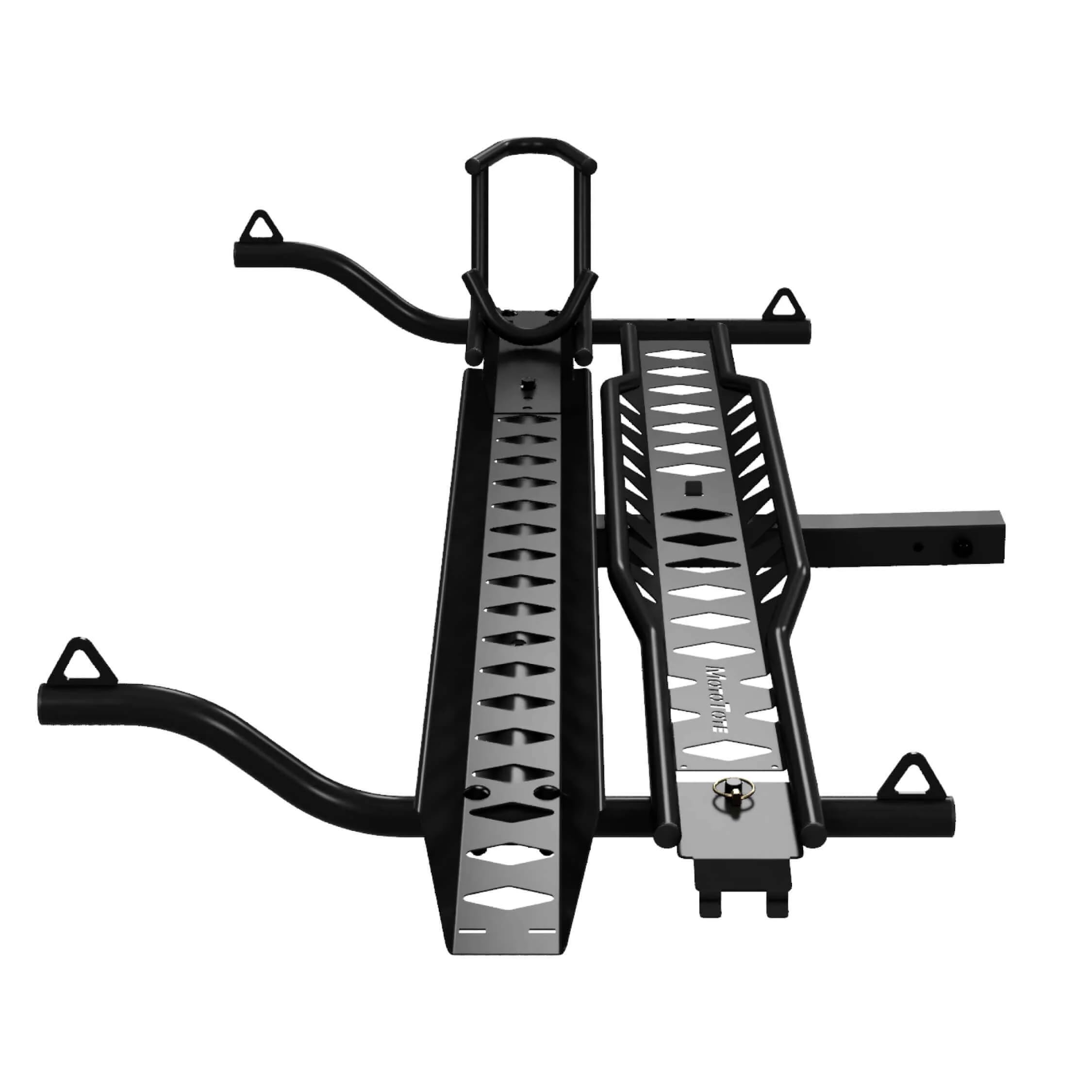 MotoTote Max - Premium Motorcycle Hitch Carrier (600 lbs. Capacity) with Zero Wobble Hitch Mount & Ramp, Fits Standard Size Tires - Made in USA