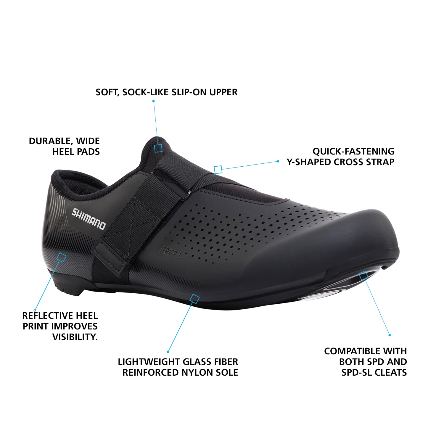 SHIMANO SH-RP101 High Performing All-Rounder Cycling Shoe, Black, 12.5-13 Women / 10-10.5 Men (EU 45)