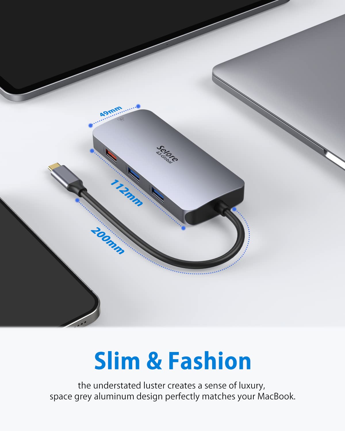 USB C Adapters for MacBook Pro/Air, Selore 9 in 1 USB C Hub with 4K HDMI, 2 * 10Gbps USB-C 3.1 GEN2 Port, 1Gbps Ethernet, USB 3.1 10Gbps Data Ports, 2*USB 3.0 dongle for Dell, HP and More