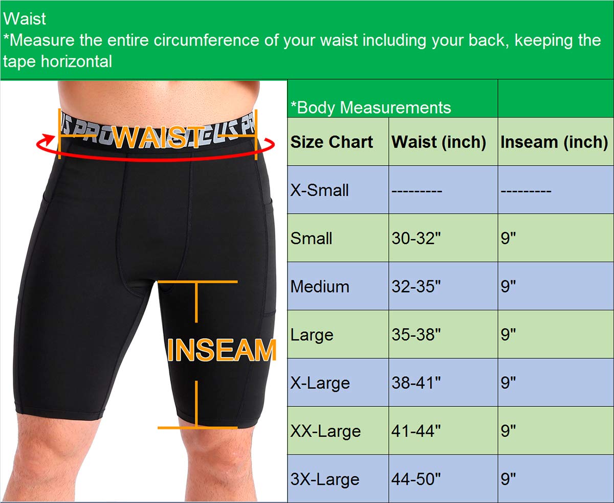 NELEUS Men's 3 Pack Compression Shorts with Pockets Dry Fit Yoga Running Shorts,6063,Black/Blue/Red,US M,EU L