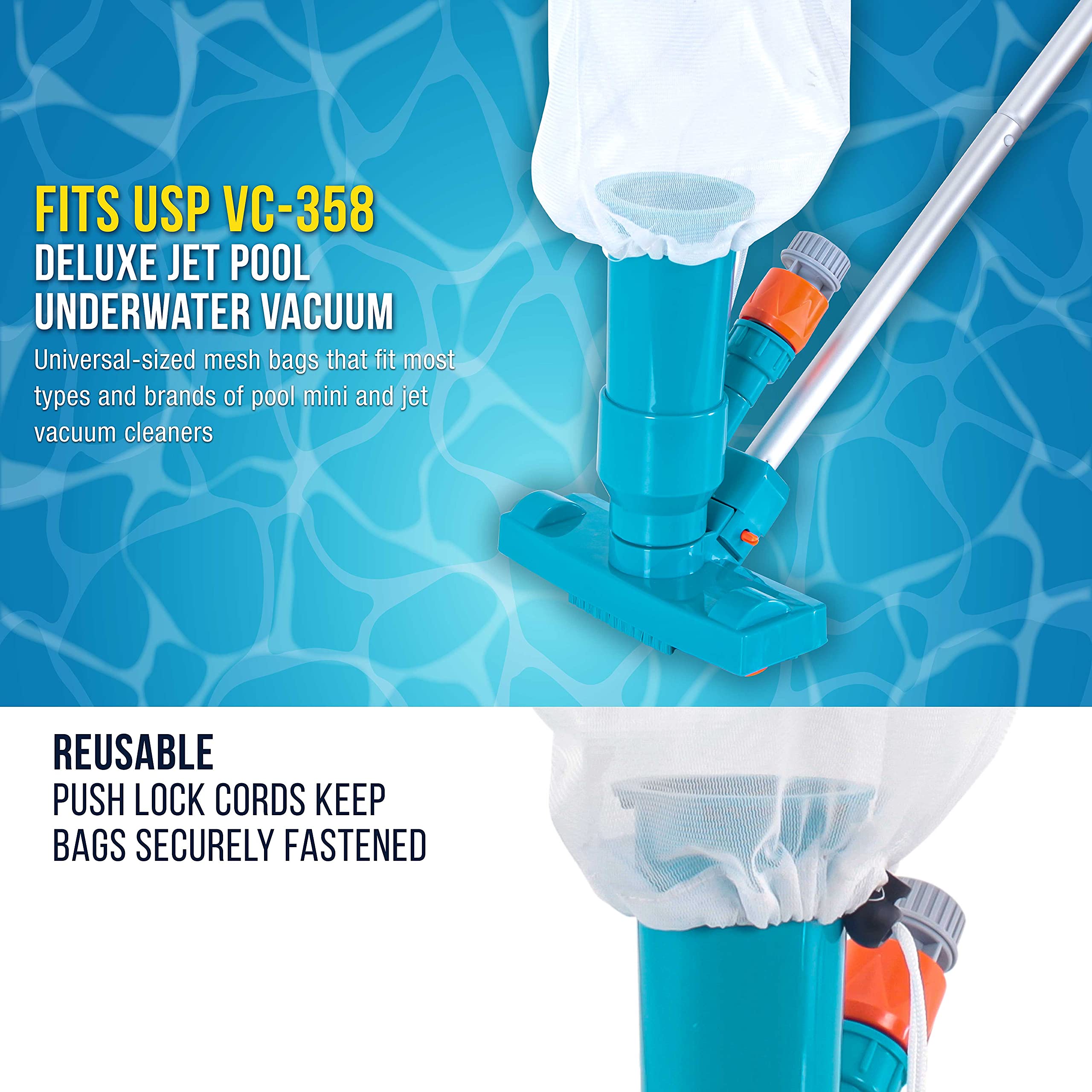 U.S. Pool Supply Replacement Pool Jet Vacuum Bag, 2 Pack - Universal Fit Leaf and Debris Collection Bags - Also Fits VC-358 Deluxe Jet Pool Vacuum Underwater Cleaner - Pool Maintenance