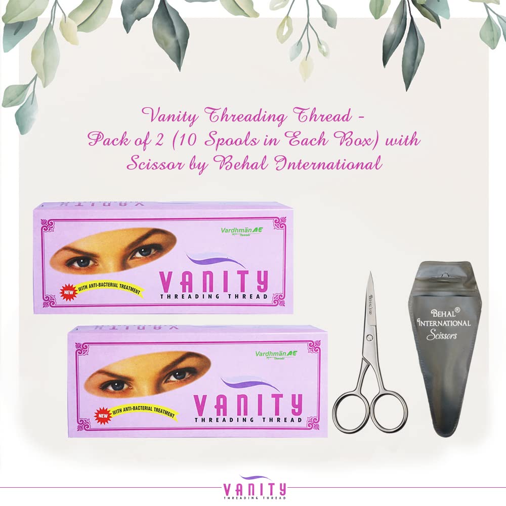 Vanity Threading Thread - Pack of 2 (10 Spools in Each Box) with Scissor by Behal International