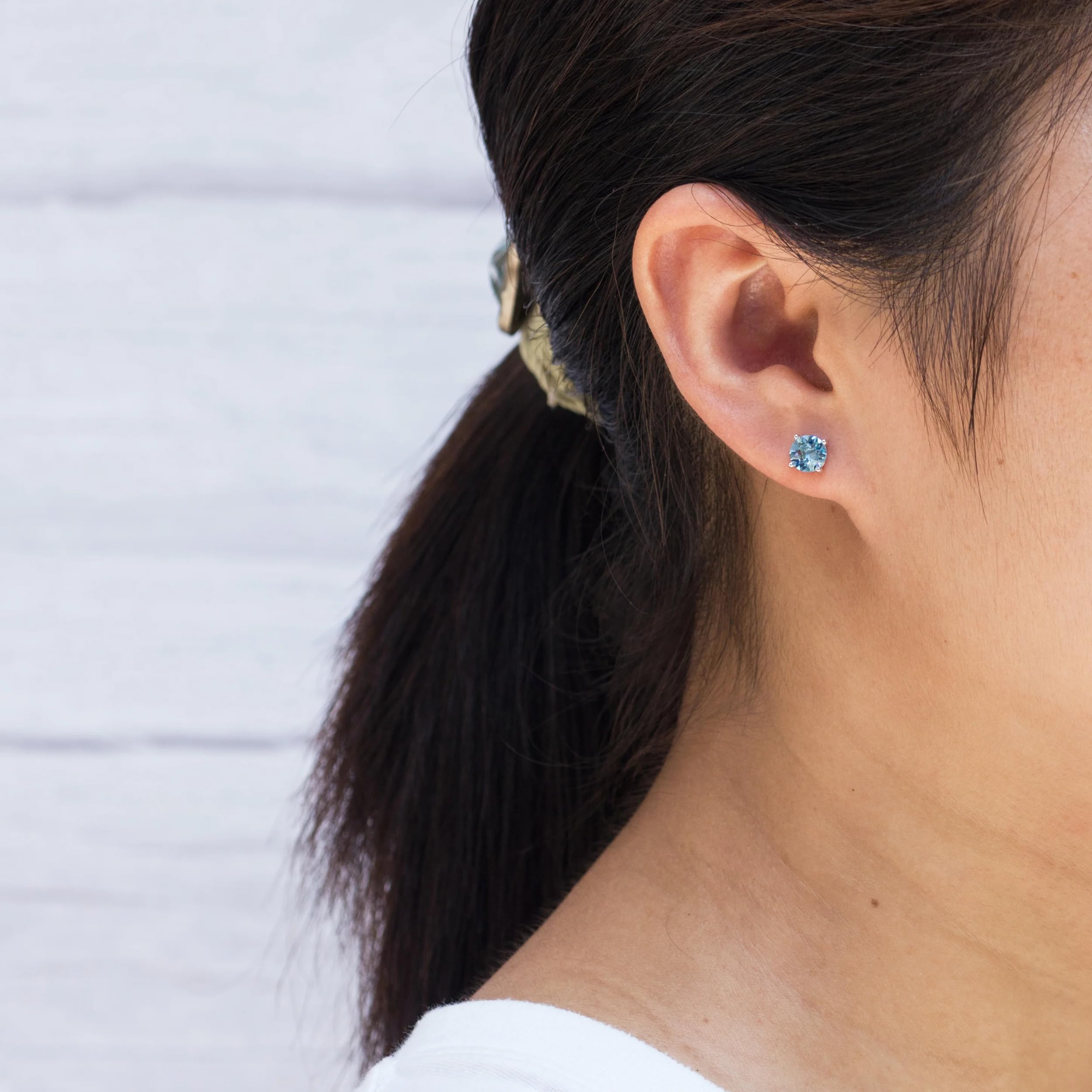 March (Aquamarine) Birthstone Earrings Created with Zircondia® Crystals
