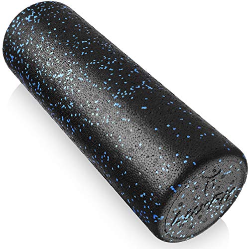 LuxFit Speckled Foam Rollers 3 Year Warranty High Density for Physical Therapy Exercise Deep Tissue Muscle Massage. Back Leg and Body Roller (Blue, 12 Inch)
